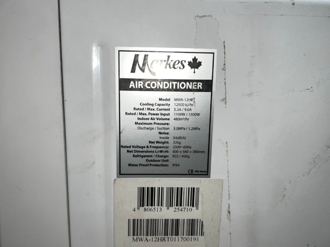 Markes 1.5hp Aircon (with remote), TV & Home Appliances, Air ...