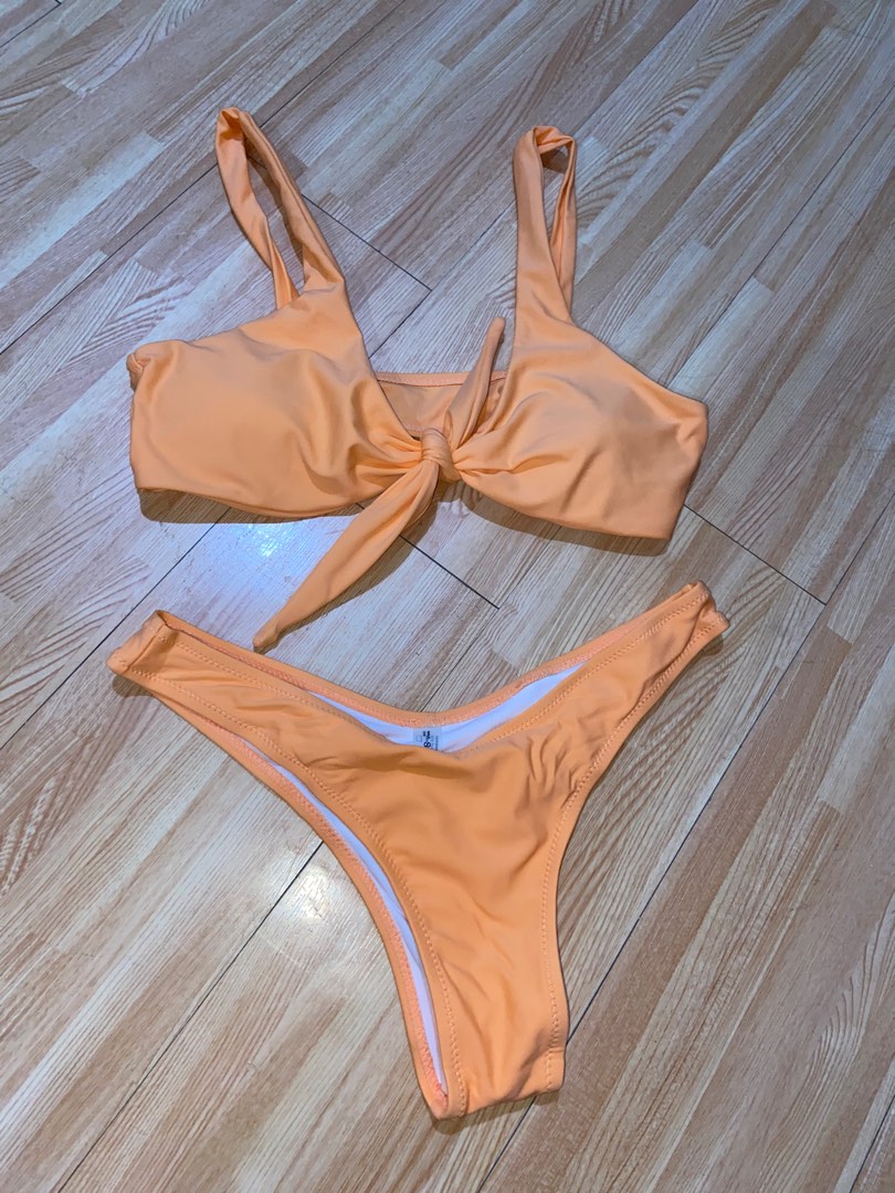 neon orange swimsuit bikini swimsuit, Women's Fashion, Swimwear ...