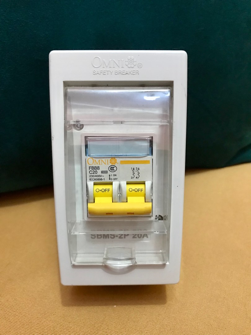 Omni Mini Safety Breaker with Socket 20A (SBMS-2P-20A) on Carousell
