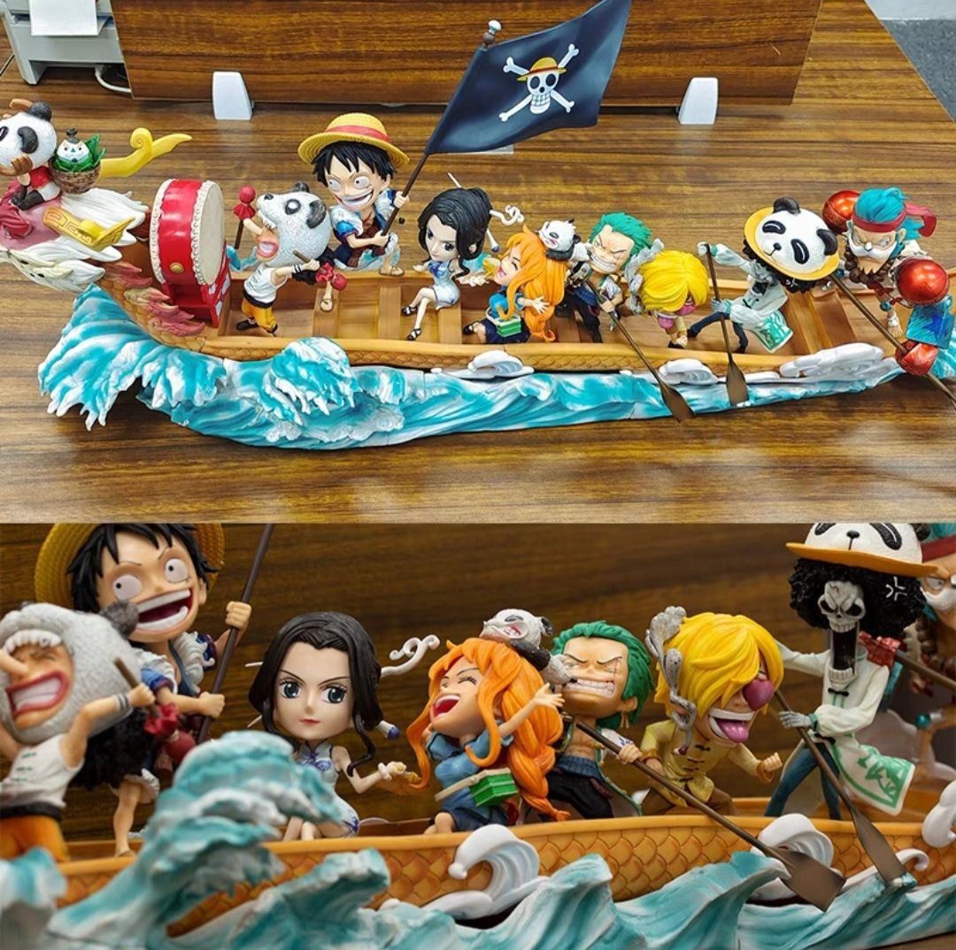 One Piece Straw Hat Crew Dragon Boat Statue Figure GK Luffy Zoro ...