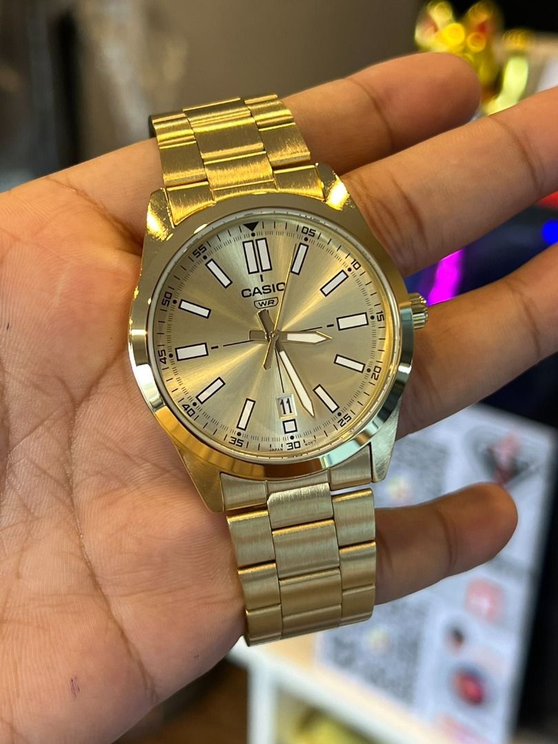 ORIGINAL CASIO Analog GOLD DIAL Gold Stainless Steel Men's Watch MTP ...