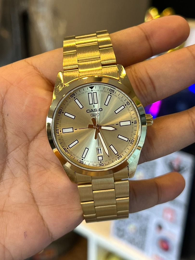 ORIGINAL CASIO Analog GOLD DIAL Gold Stainless Steel Men's Watch MTP ...