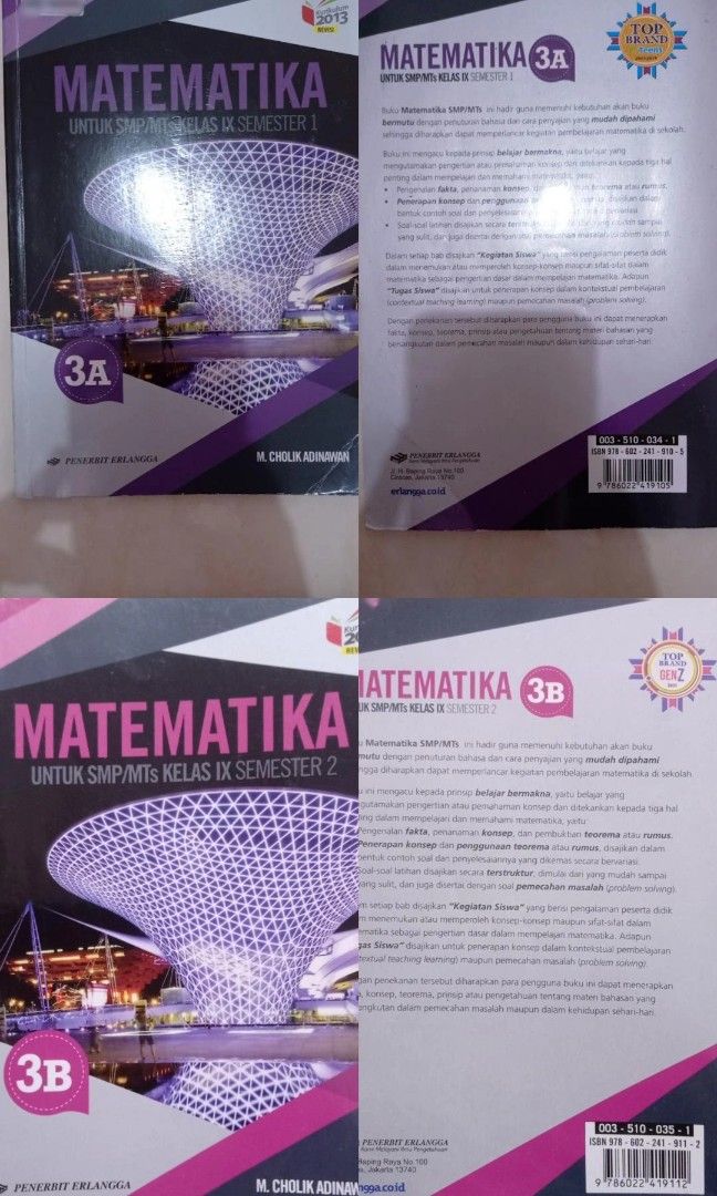 Penerbit Erlangga Matematika 3A+3B / Kelas IX/ Kelas 9, Buku & Alat Tulis, Buku Pelajaran di ...