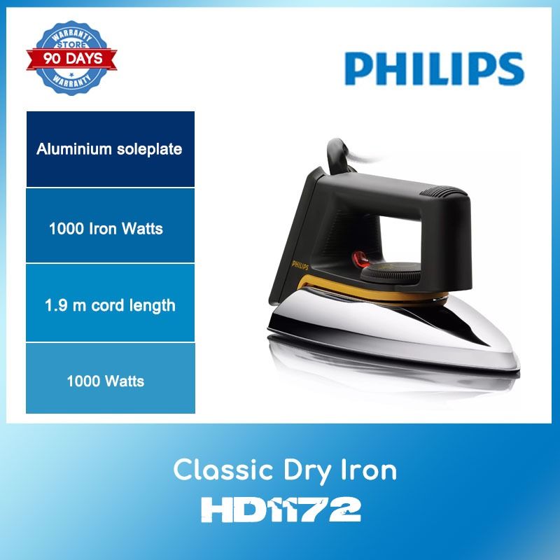 Philips HD1172 Classic Dry Iron WITH 3 MONTHS SHOP WARRANTY, TV & Home ...