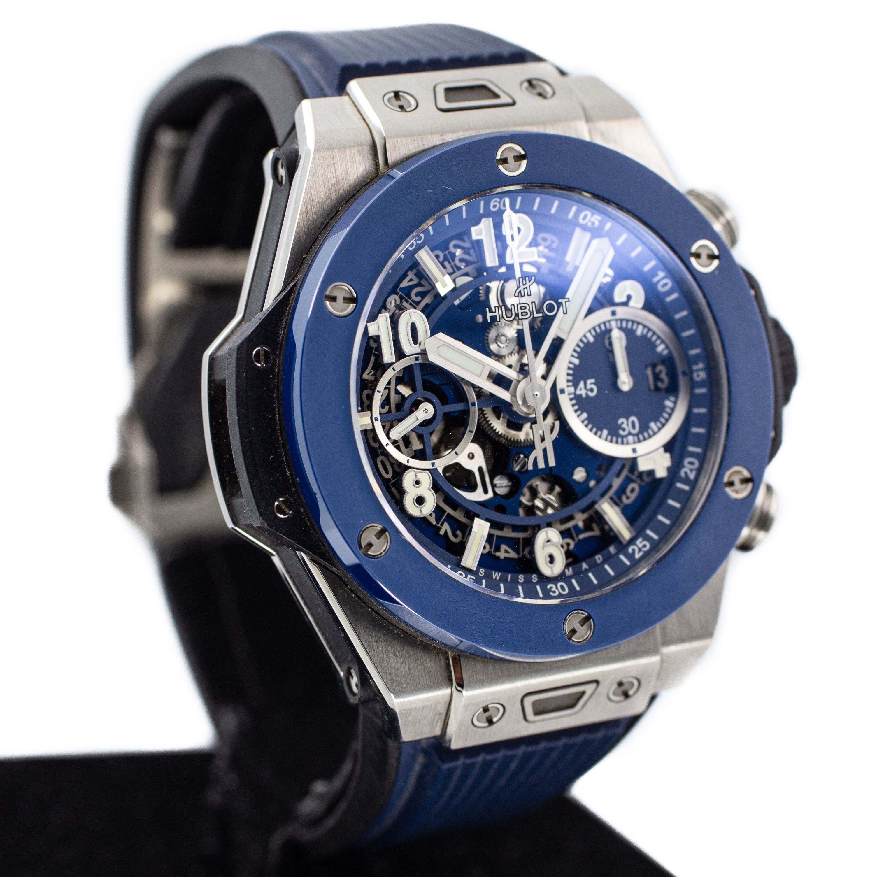 Preowned Hublot Big Bang Unico Titanium Blue Ceramic 42mm Ref: 441.NL ...
