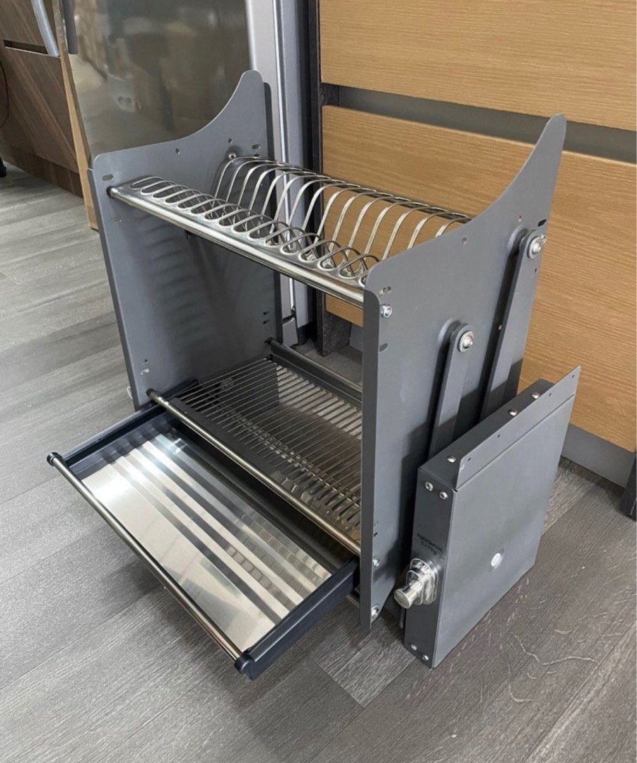 Pull down dish rack for easy reach kitchen cabinet dish rack storage ...