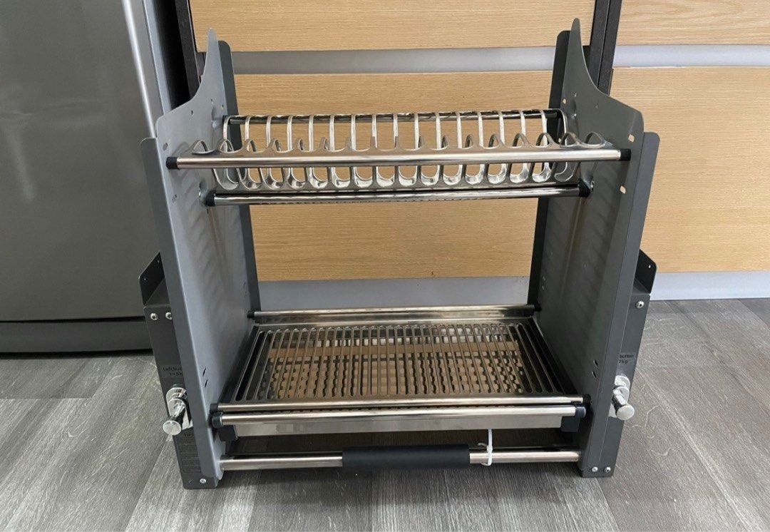 Pull down dish rack for easy reach kitchen cabinet dish rack storage ...