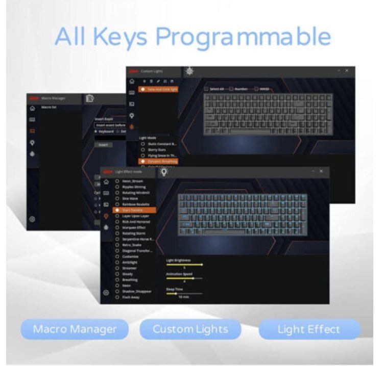 Fully Modded - RK ROYAL KLUDGE RK100 /Bluetooth/Wired RGB Mechanical ...