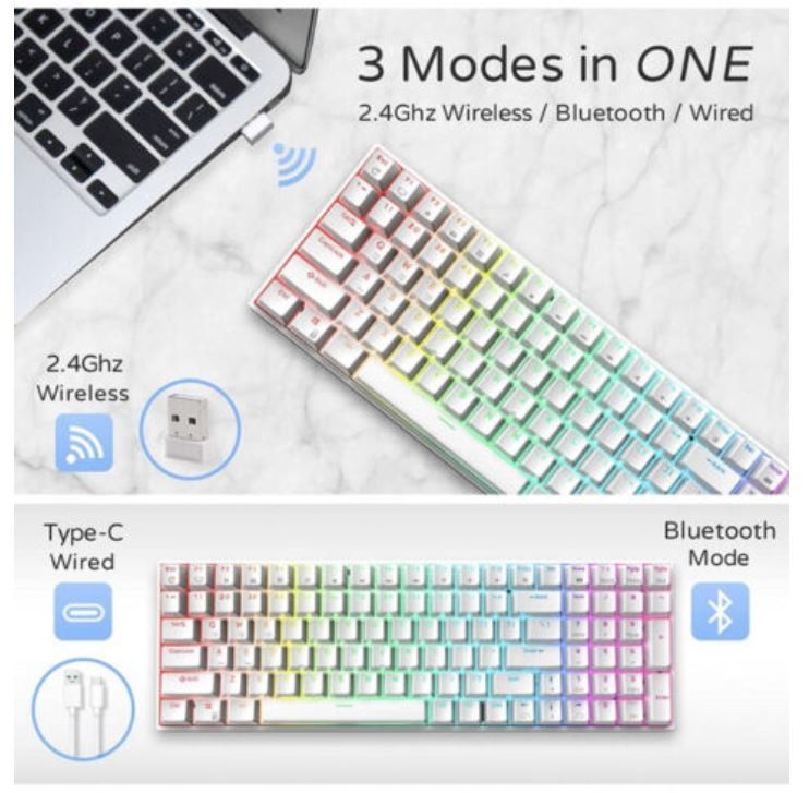 Fully Modded - RK ROYAL KLUDGE RK100 /Bluetooth/Wired RGB Mechanical ...