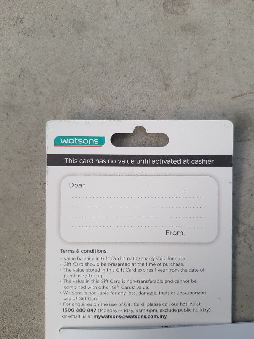 Rm100 watsons gift card, Tickets & Vouchers, Store Credits on Carousell