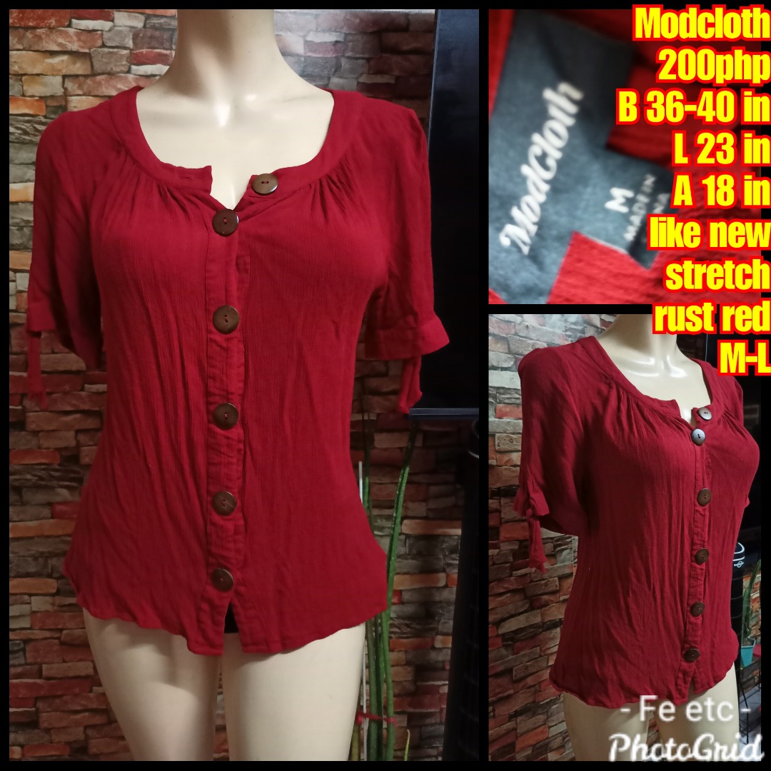 Rust red blouse ML on Carousell
