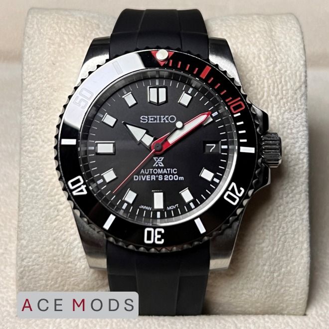 Seiko Mod Black/Red Submariner Prospex Dial, Men's Fashion, Watches ...