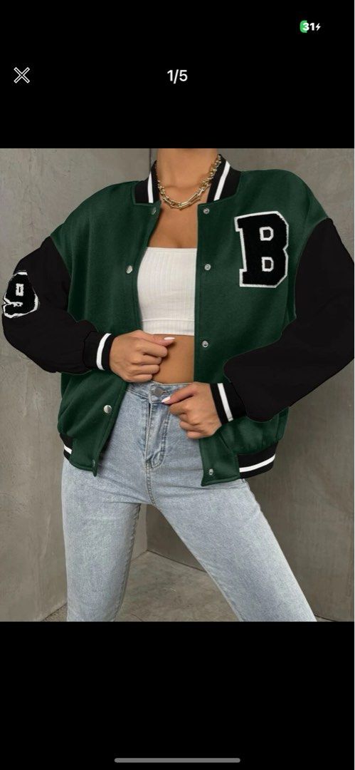 SHEIN varsity jacket, Women's Fashion, Coats, Jackets and Outerwear on ...
