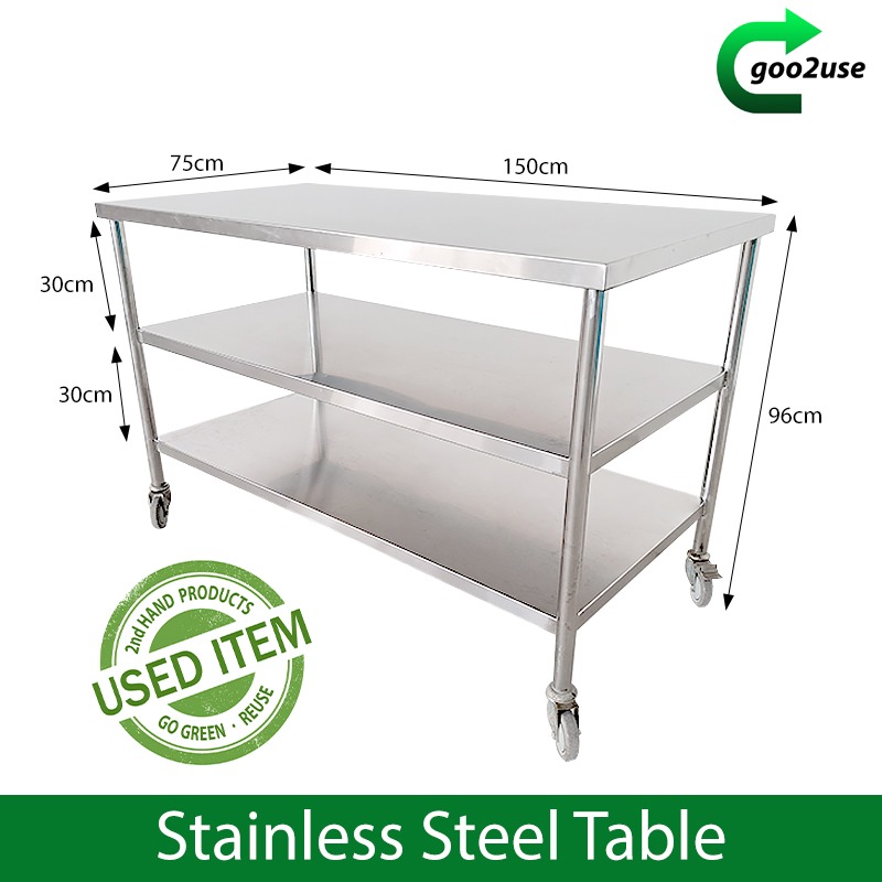 Stainless Steel 3 Tier Table Workstation Kitchen Working Desk ...