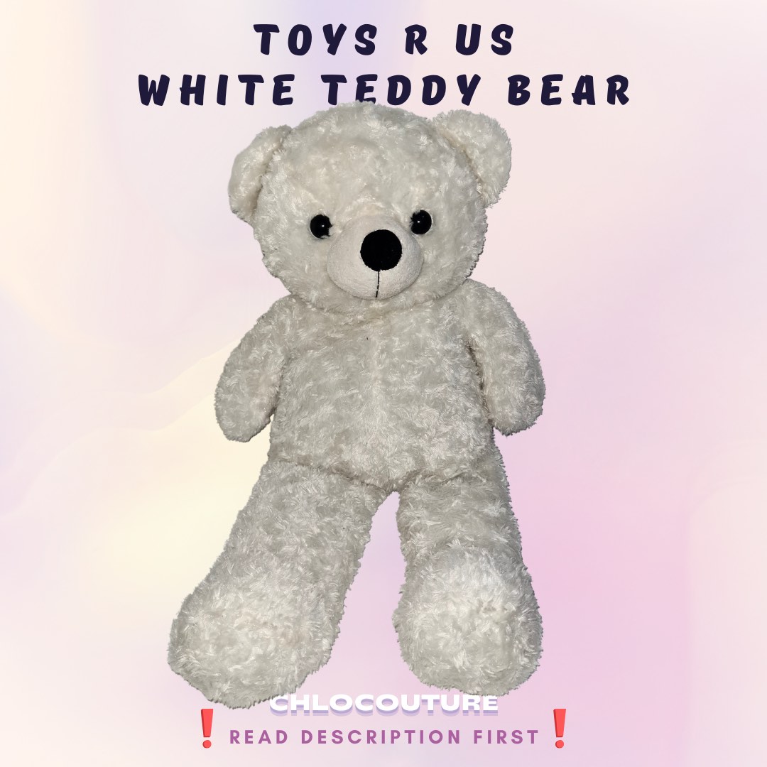TOYS R US WHITE TEDDY BEAR- on Carousell