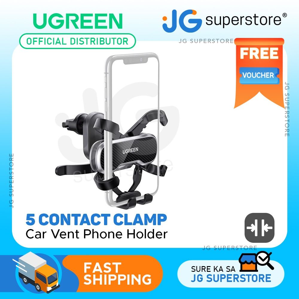 UGREEN 5 Contact Point Air Vent Mounted Hands Free Phone Holder with Gravity Clamp for ...