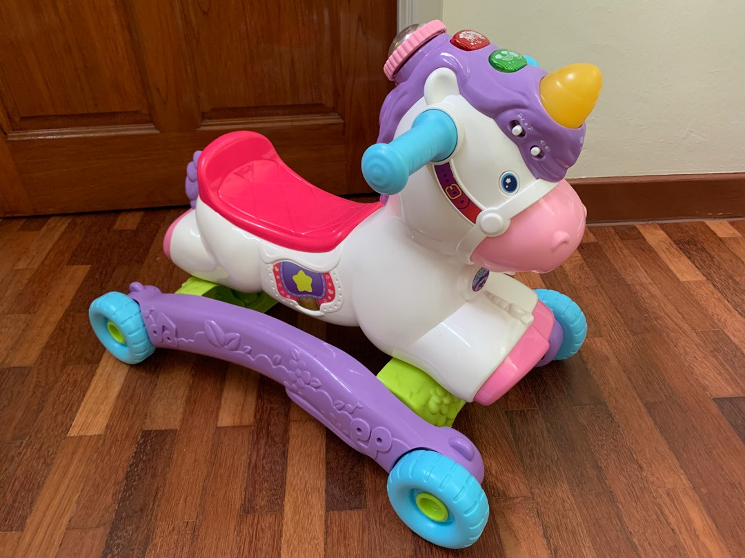 VTech Rock & Ride-on Unicorn, Babies & Kids, Infant Playtime on Carousell