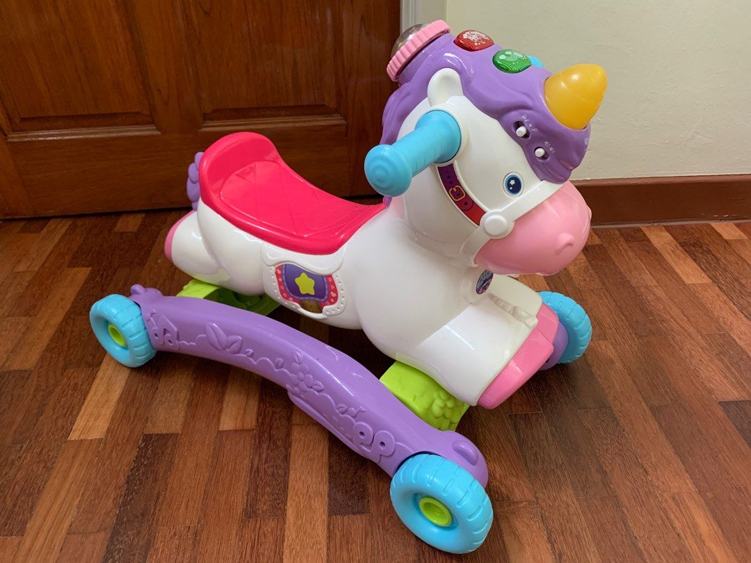 VTech Rock & Ride-on Unicorn, Babies & Kids, Infant Playtime on Carousell