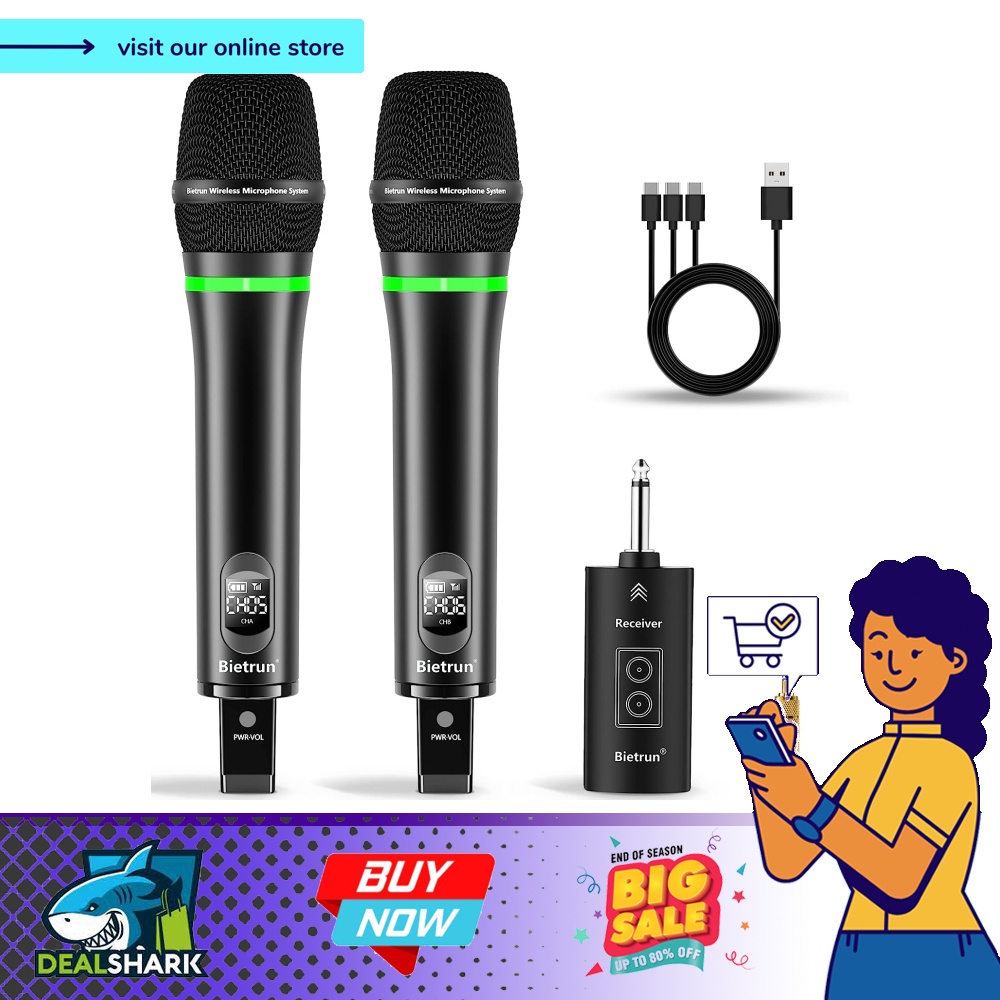 Wireless Microphone Rechargeable(Work 7 hrs) with Bluetooth,Bietrun UHF ...