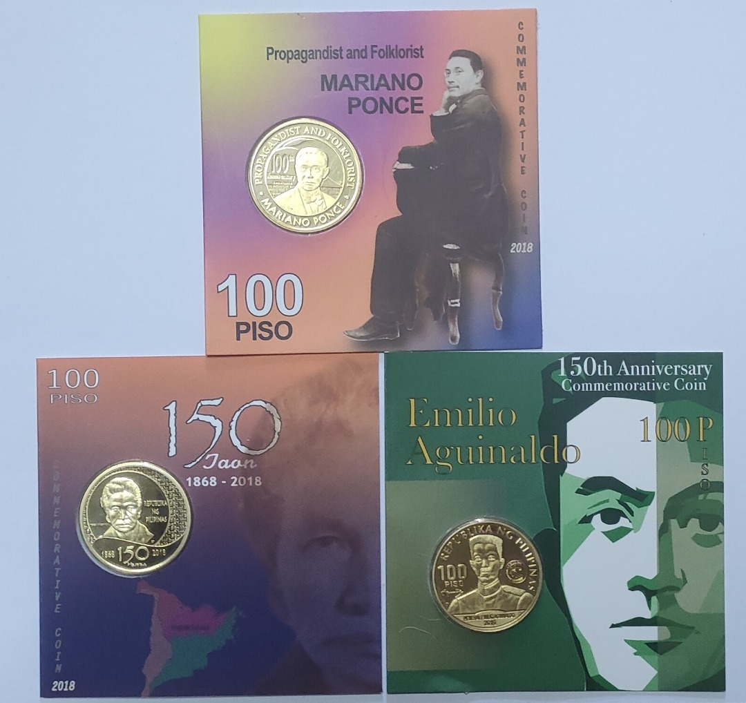 100 Peso Commemorative Coin SET (Aguinaldo, Ponce and Magbanua) FREE ...