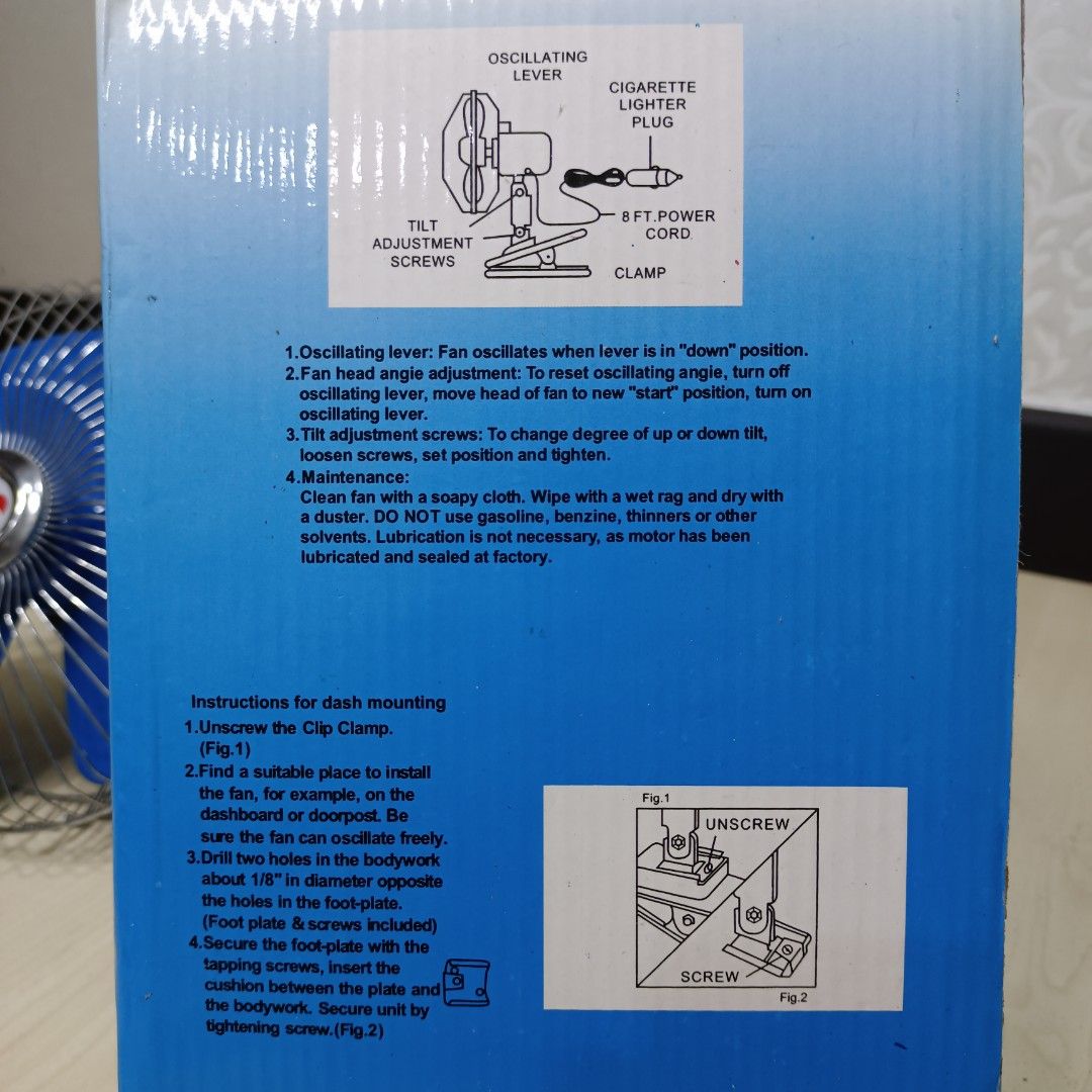 12V DC 8 inch Oscillating Fan for Car, Truck, Boat, Caravan, Motorhome ...