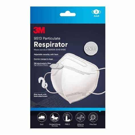3M - KN95 9513 Particulate Respirator Adult White 3s, Health ...