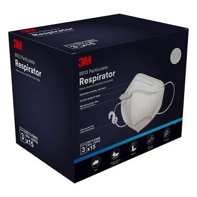 3M - KN95 9513 Particulate Respirator Adult White 3s, Health ...