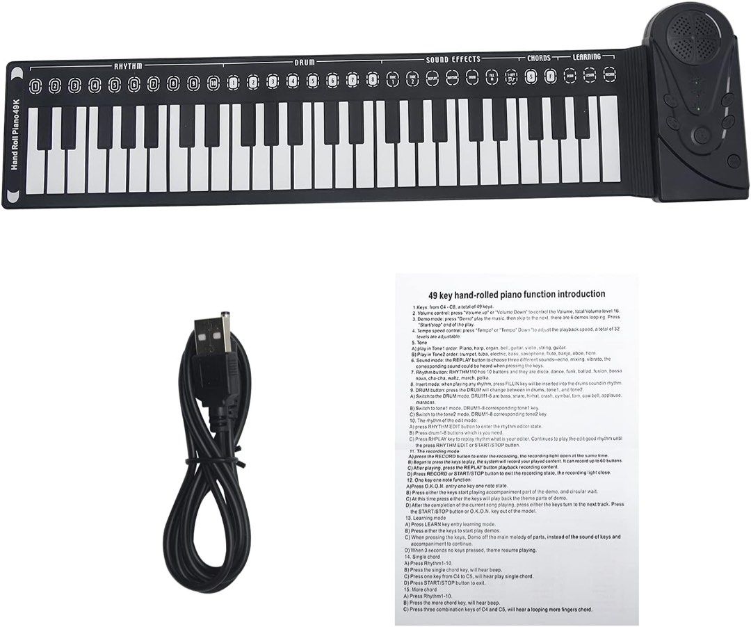 49 Keys Rollup Piano, Soft Flexible Foldable Piano Electronic Piano ...
