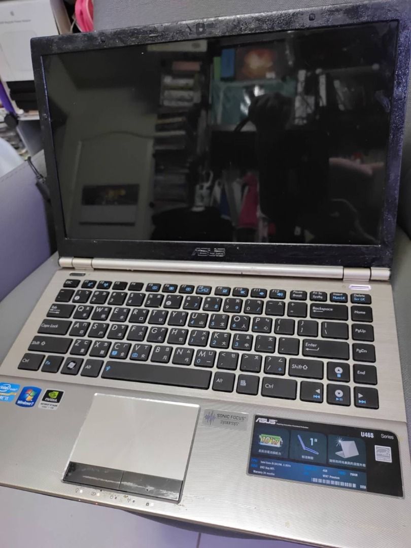 零件機 報帳機 ASUS 華碩 U46S 14吋 i5-2410m 輕薄型筆電 可過電不開機 拍地, 電腦及科技產品, 桌上電腦或筆記型電腦在旋轉拍賣