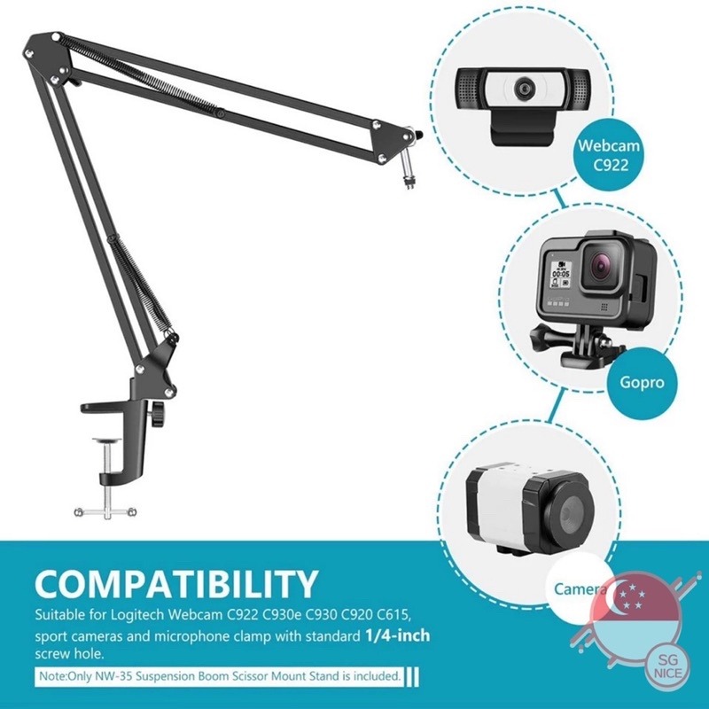 Adjustable Foldable Webcam Mount Clip Table Desktop Clamp Mount ...