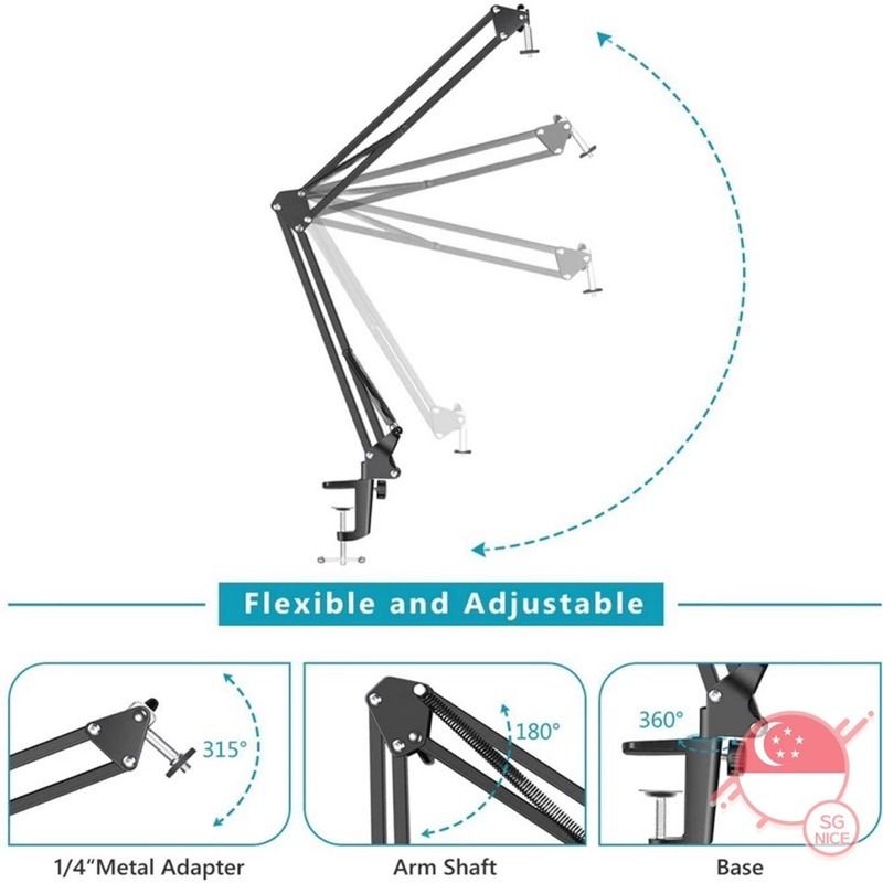 Adjustable Foldable Webcam Mount Clip Table Desktop Clamp Mount ...