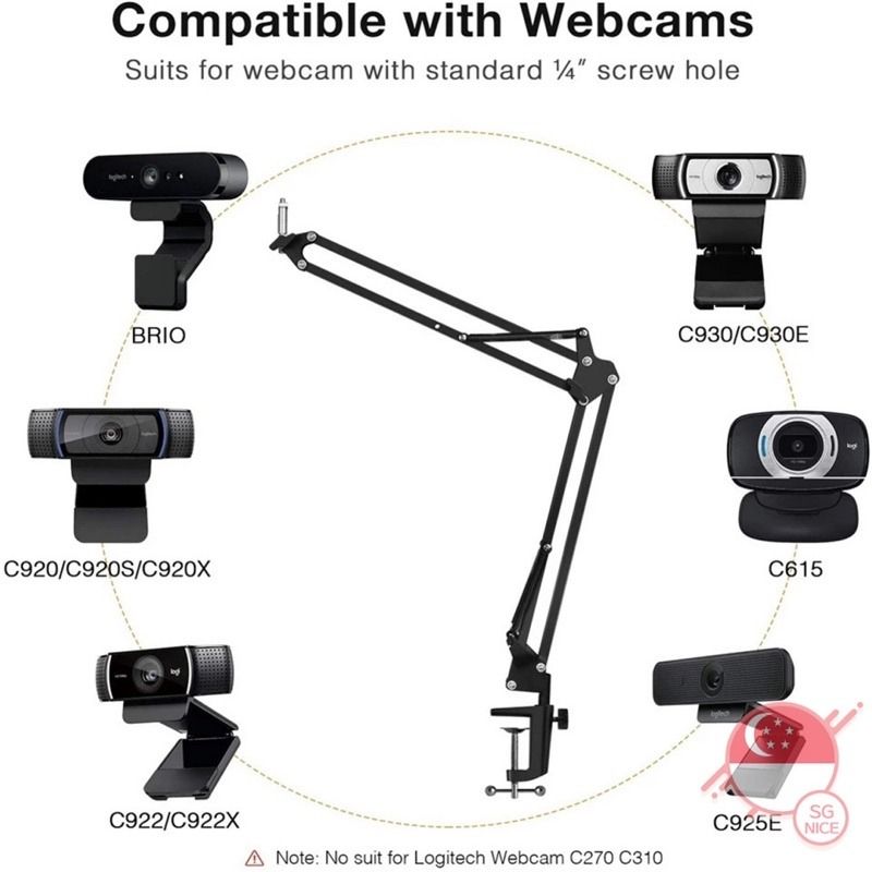 Adjustable Foldable Webcam Mount Clip Table Desktop Clamp Mount ...