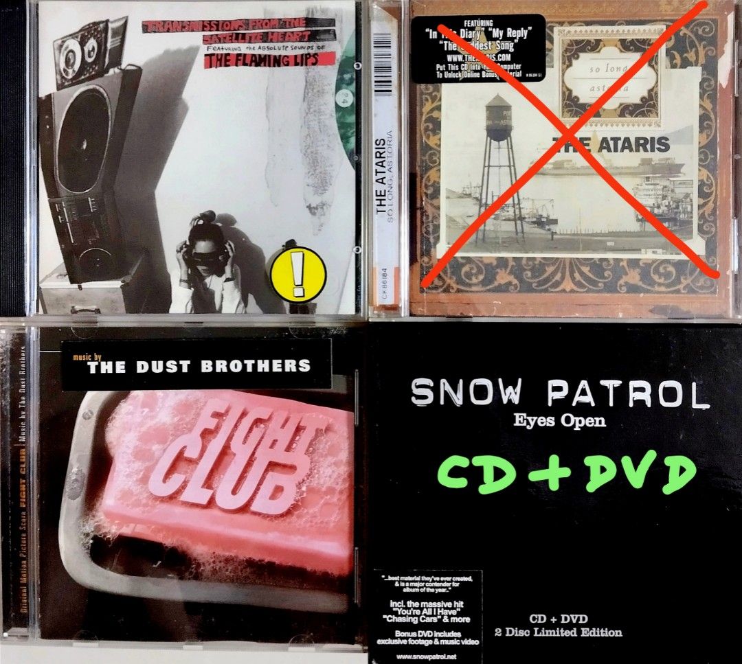 arthcd CDs at 8 each - FLAMING LIPS, FIGHT CLUB OST, SNOW PATROL CD+DVD, ATARIS, Hobbies & Toys ...