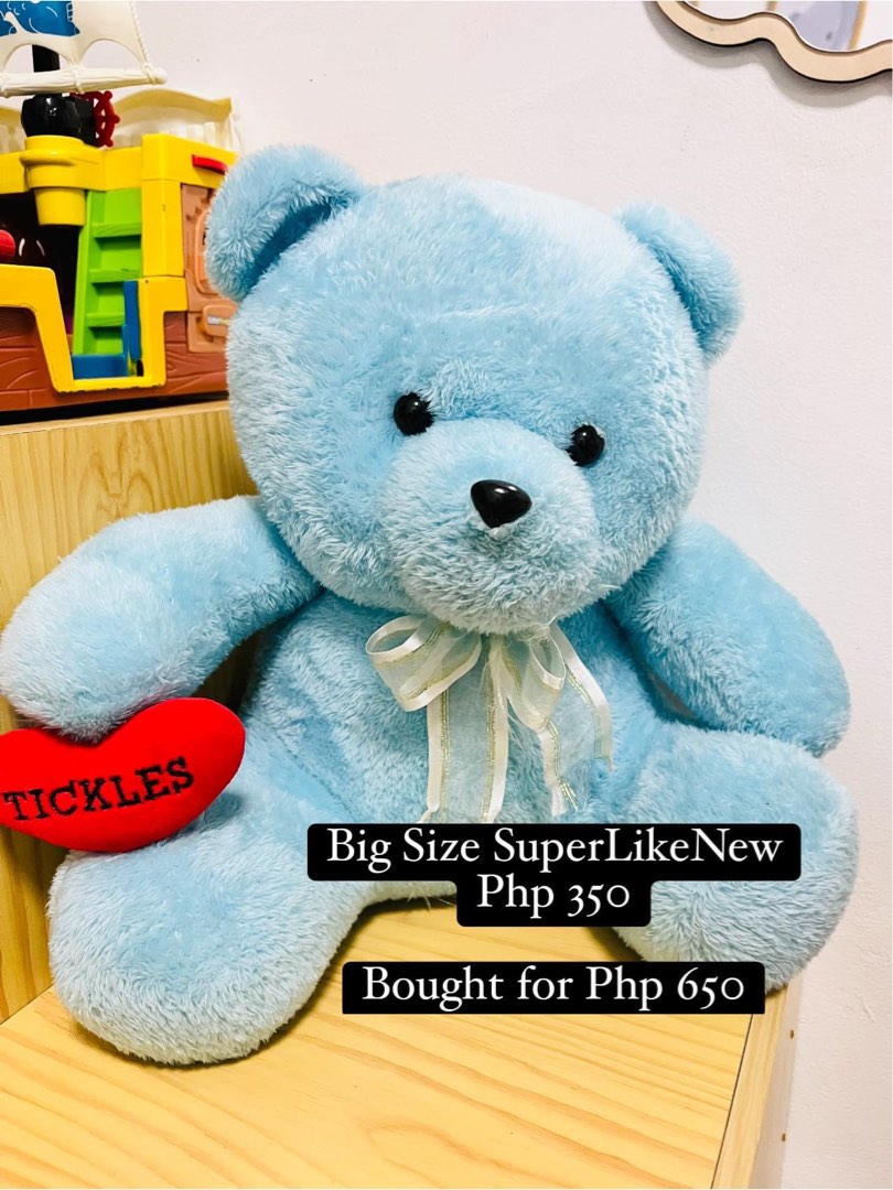 Big Blue Teddy Bear, Hobbies & Toys, Toys & Games on Carousell