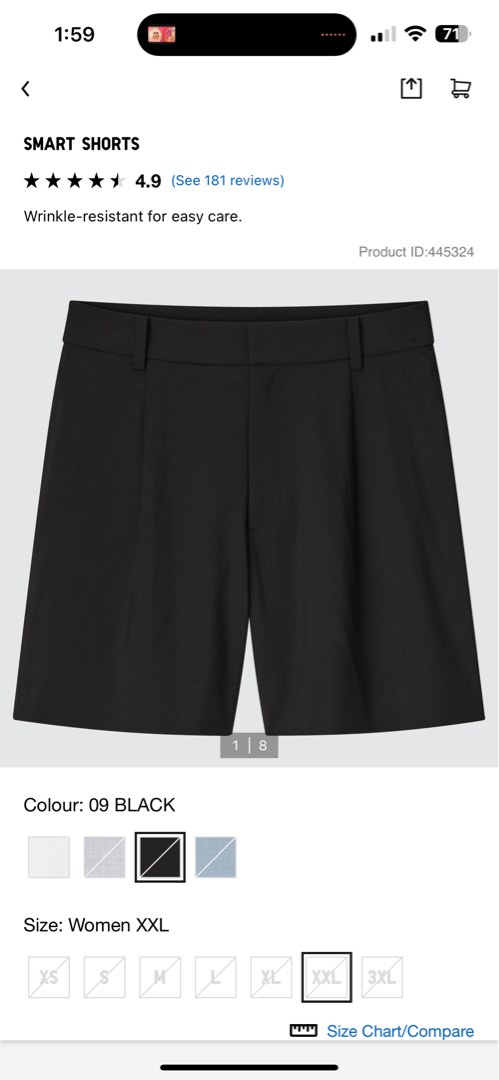 Black Uniqlo Smart Shorts, Women's Fashion, Bottoms, Shorts on Carousell