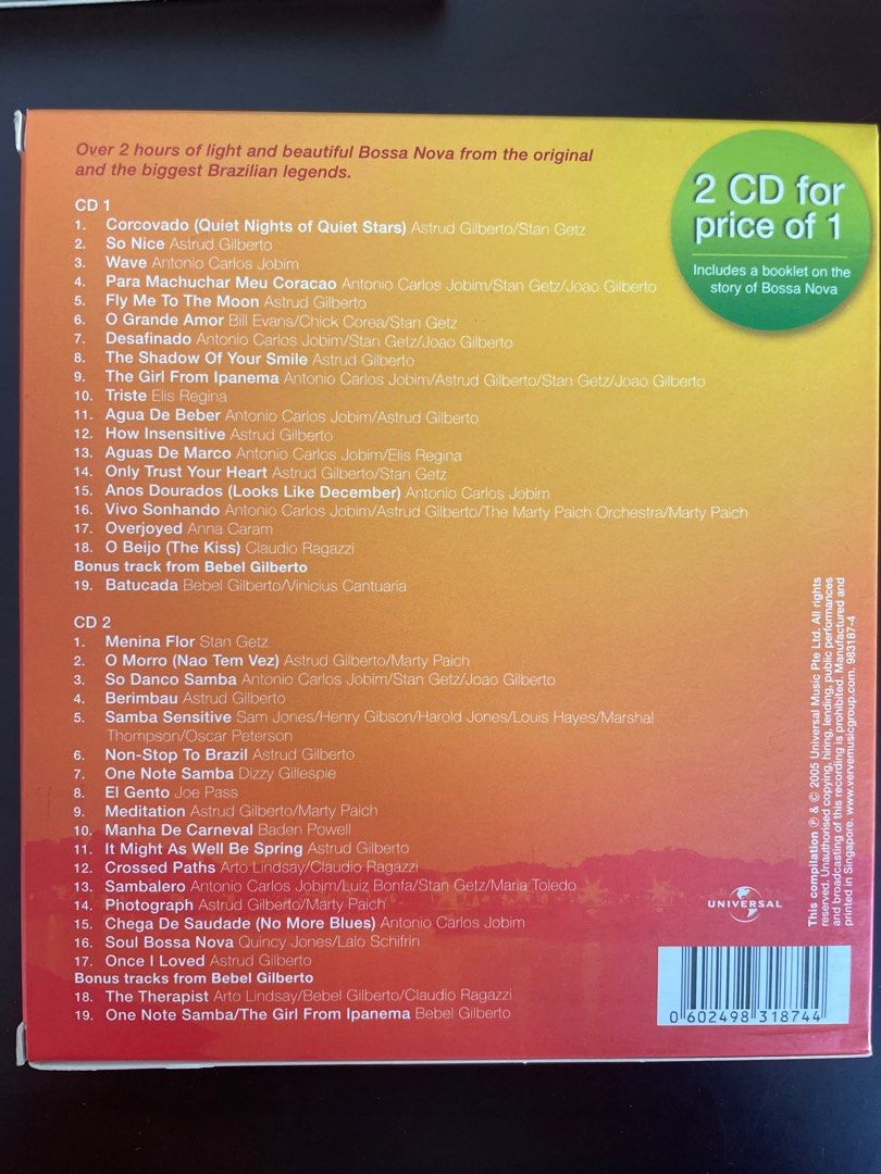 Bossa Nova (2 CDs Set), Hobbies & Toys, Music & Media, CDs & DVDs on Carousell