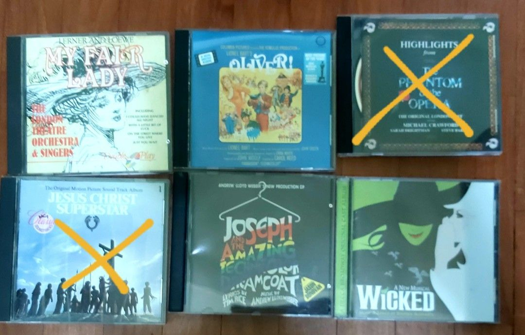 Broadway music soundtracks CDs Wicked, Phantom of the Opera, Hobbies ...