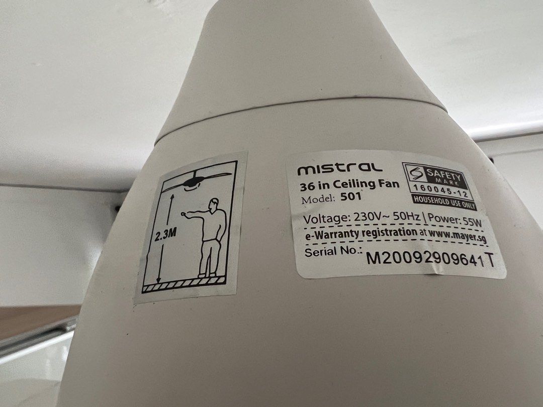 Mistral Ceiling Fan 36 inch, Furniture & Home Living, Lighting & Fans ...