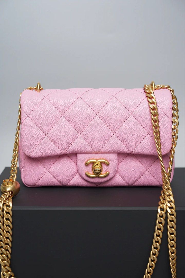 Chanel 23P Mini Flap Bag in Pink Caviar Ghw, Luxury, Bags & Wallets on Carousell