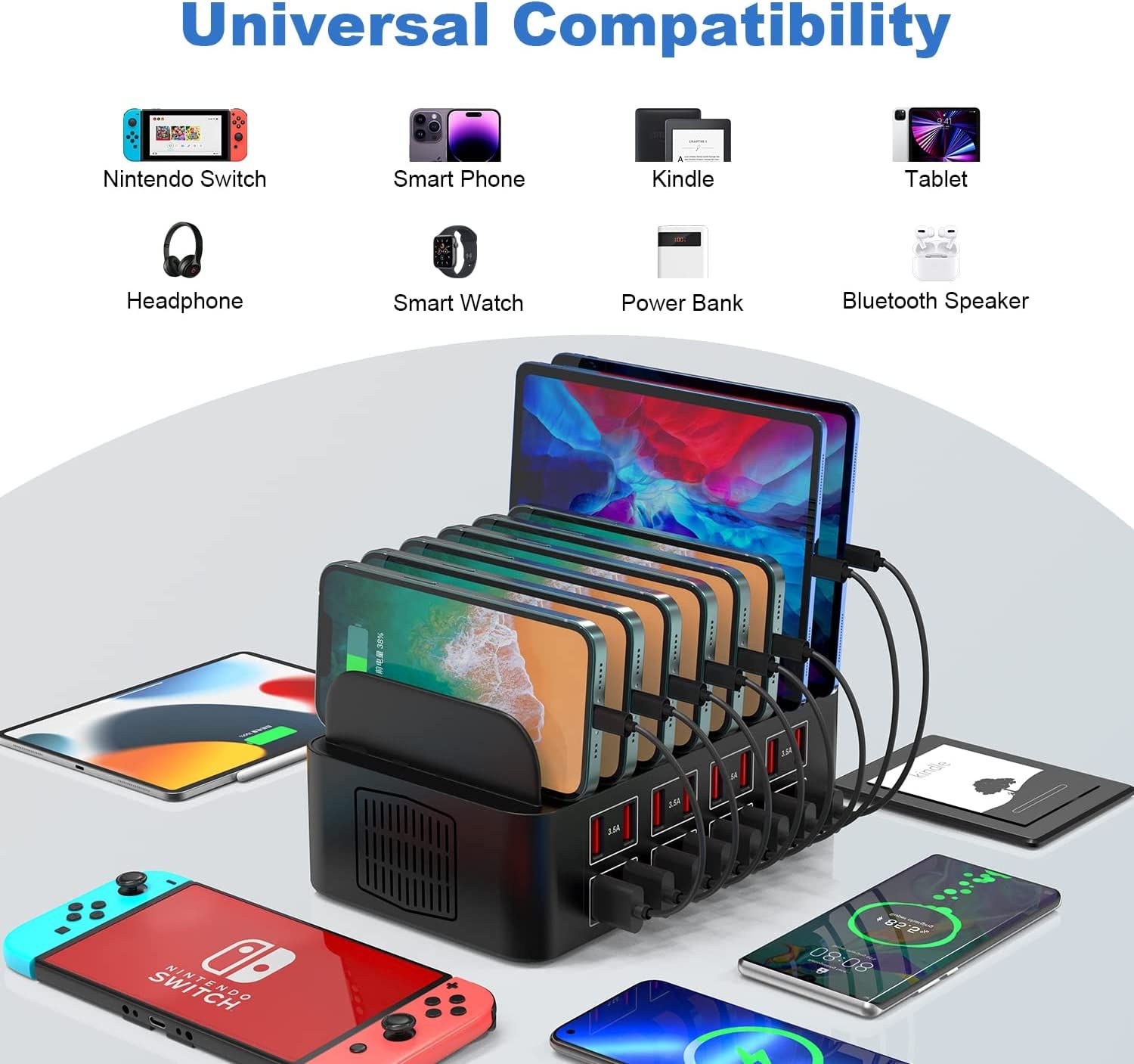 Charging Station for Multiple Devices,Cinlinso 175W/35A 16 Port USB ...