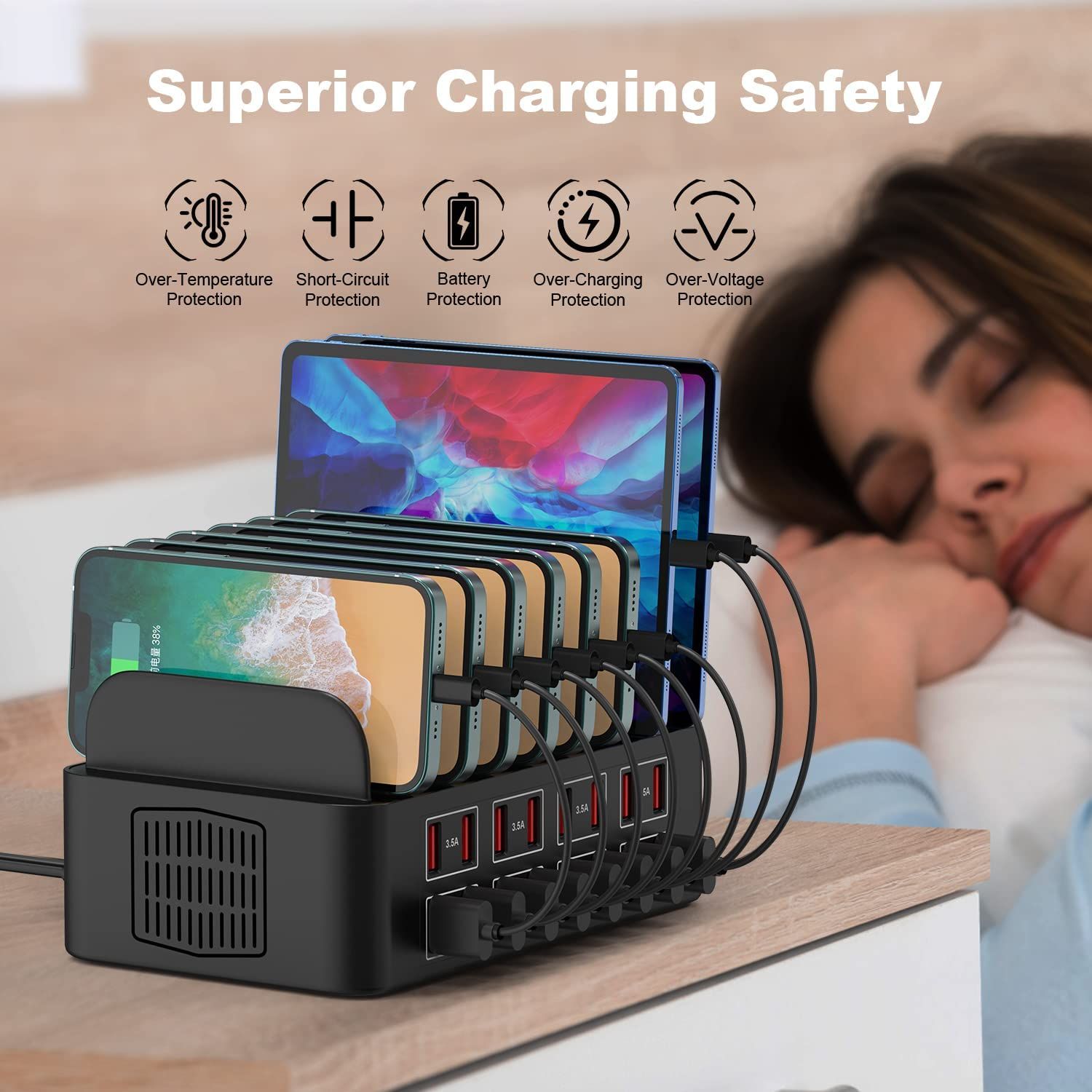 Charging Station for Multiple Devices,Cinlinso 175W/35A 16 Port USB ...