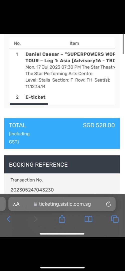 Daniel Caesar Concert Ticket x 1, Tickets & Vouchers, Event Tickets on Carousell