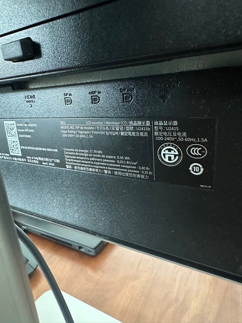 Dell 24 inch monitor U2415, Computers & Tech, Parts & Accessories ...