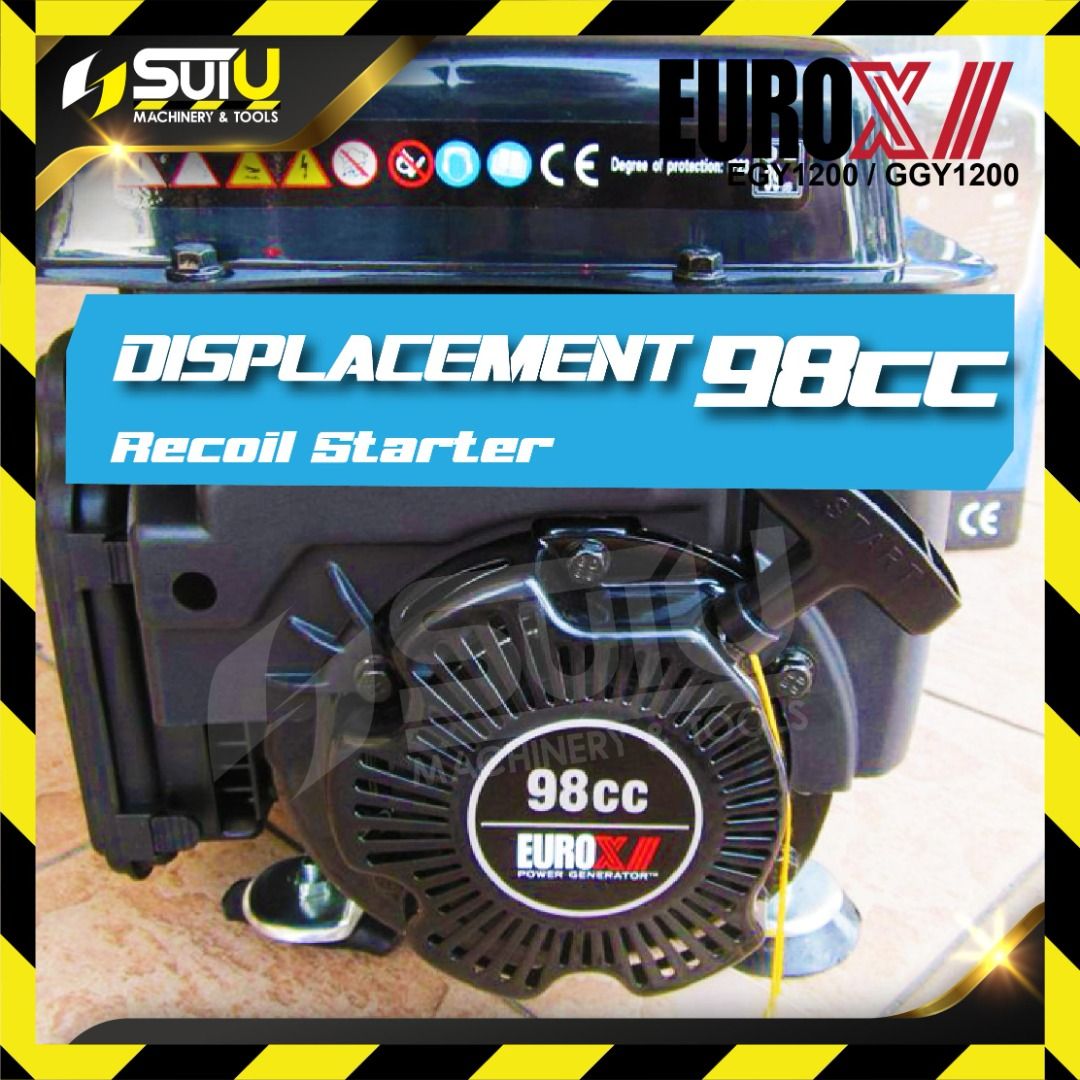 EUROX EGY1200 / GGY1200 98CC 4 Stroke Portable Gasoline Generator w/ 1 x 1L 4T Engine Oil ...