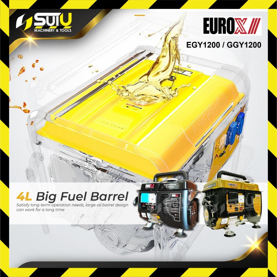 EUROX EGY1200 / GGY1200 98CC 4 Stroke Portable Gasoline Generator w/ 1 x 1L 4T Engine Oil ...