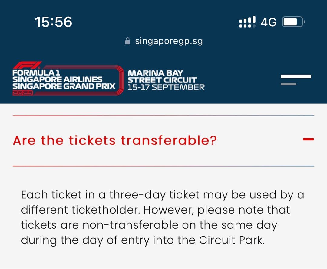 Formula 1 Tickets - Singapore GP F1 2023 - Stamford Grandstand - FRIDAY ...