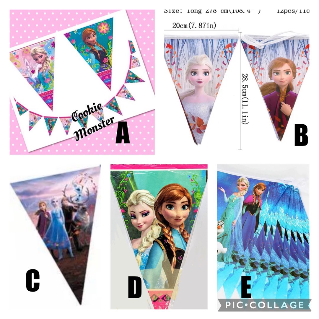 Frozen theme party supplies - flag triangle party banner / party deco ...