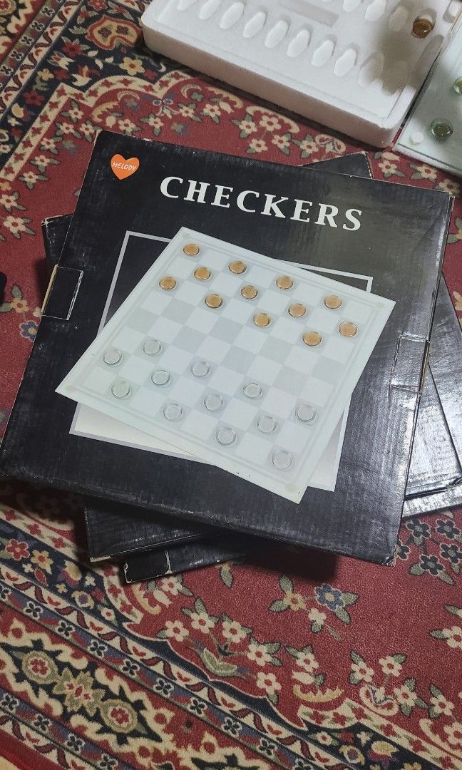 Glass checkers board game on Carousell