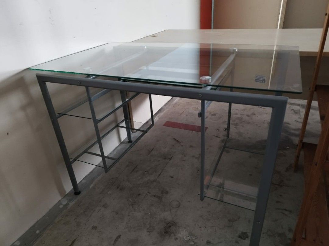 Glass study table, Furniture & Home Living, Furniture, Tables & Sets on ...
