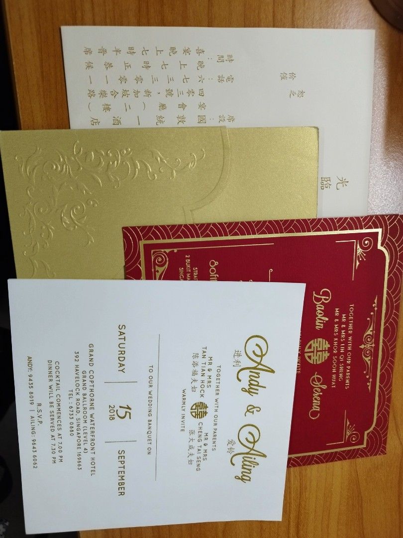 Gold Colour Invitation Card Holder Kad Kawin, Hobbies & Toys ...